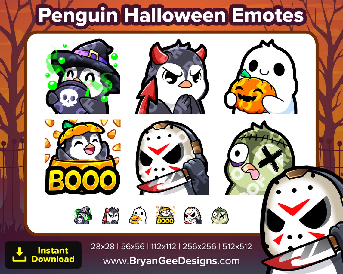 Penguin Halloween Twitch Emotes Spooky Sip Devil Ghost Pumpkin - Etsy