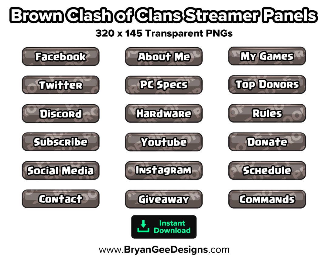 Brown Twitch Panels for Streaming, Youtube Panels, Kick Panels, Rumble ...