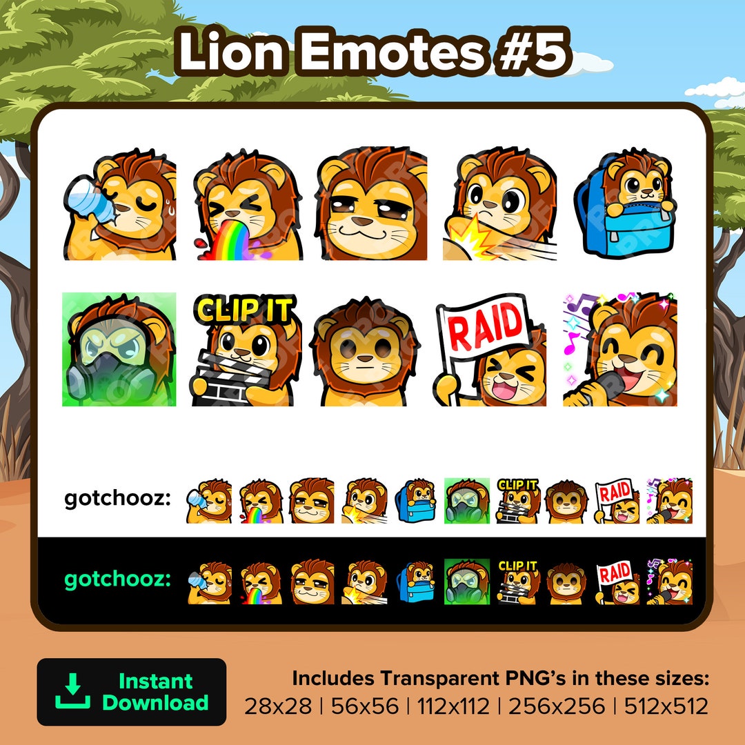 Lion Twitch Emotes Drinking Water Puke Smug Smack Carried Toxic Clip It ...