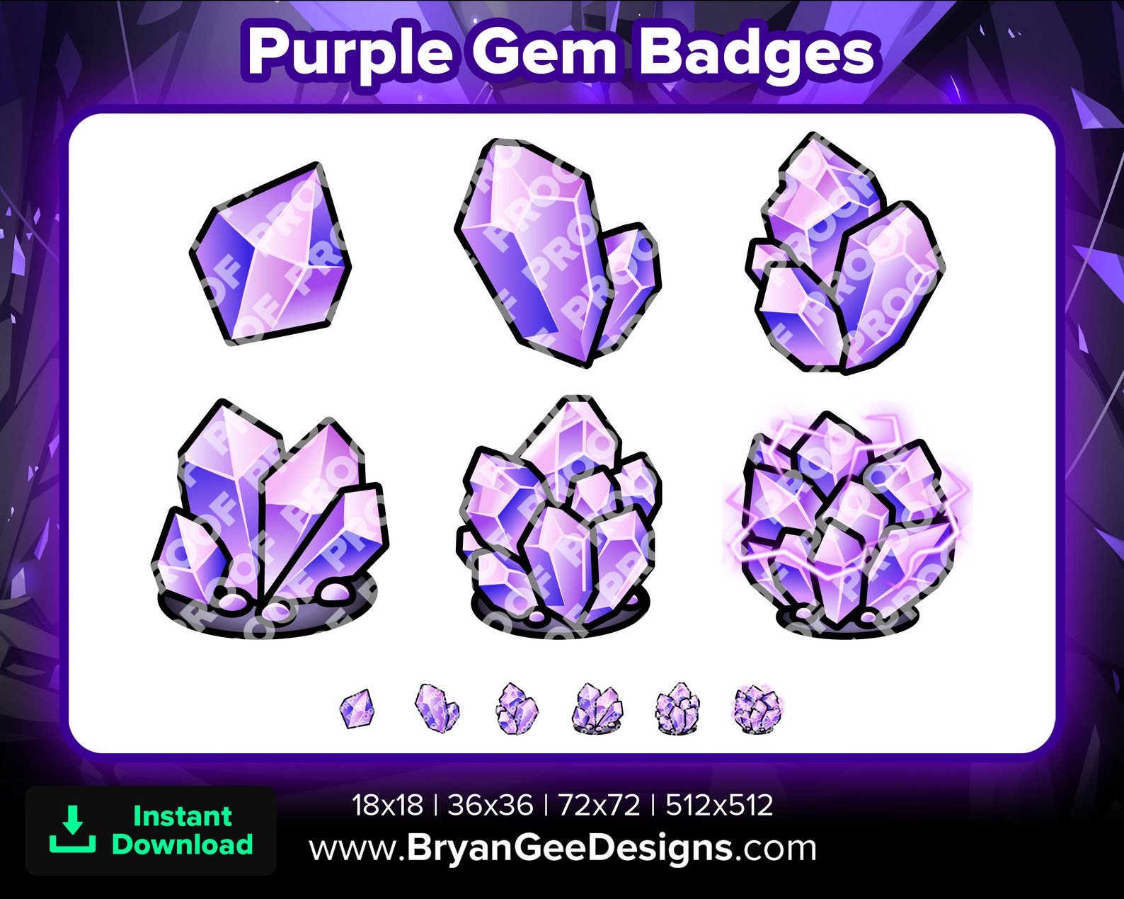 Purple Gem Twitch Badges Bit Badges Channel Points Discord - Etsy
