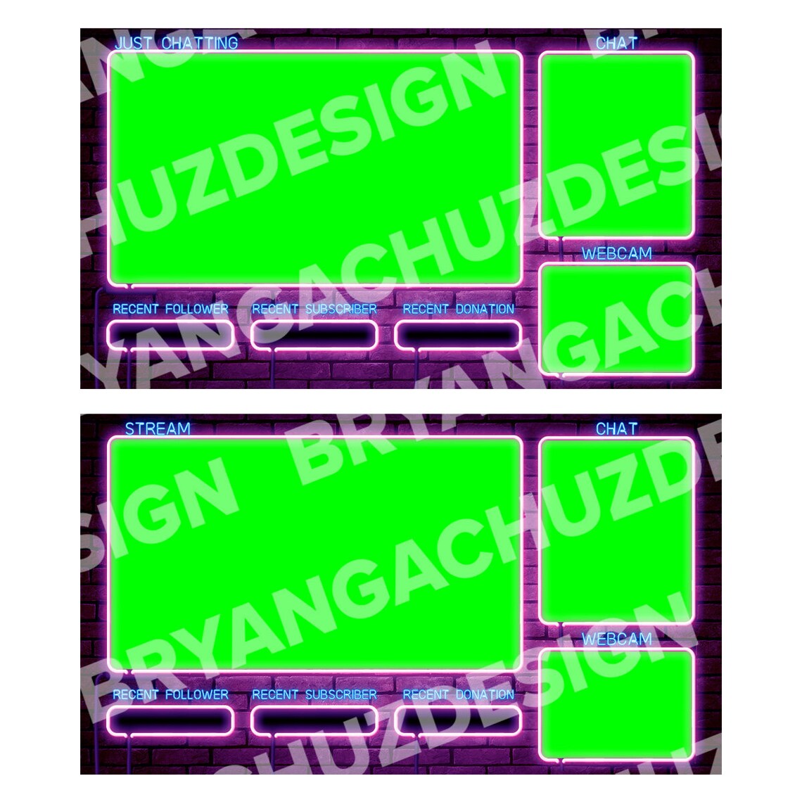 Neon Stream Package for Twitch 4 Static Scenes 7 Overlays - Etsy