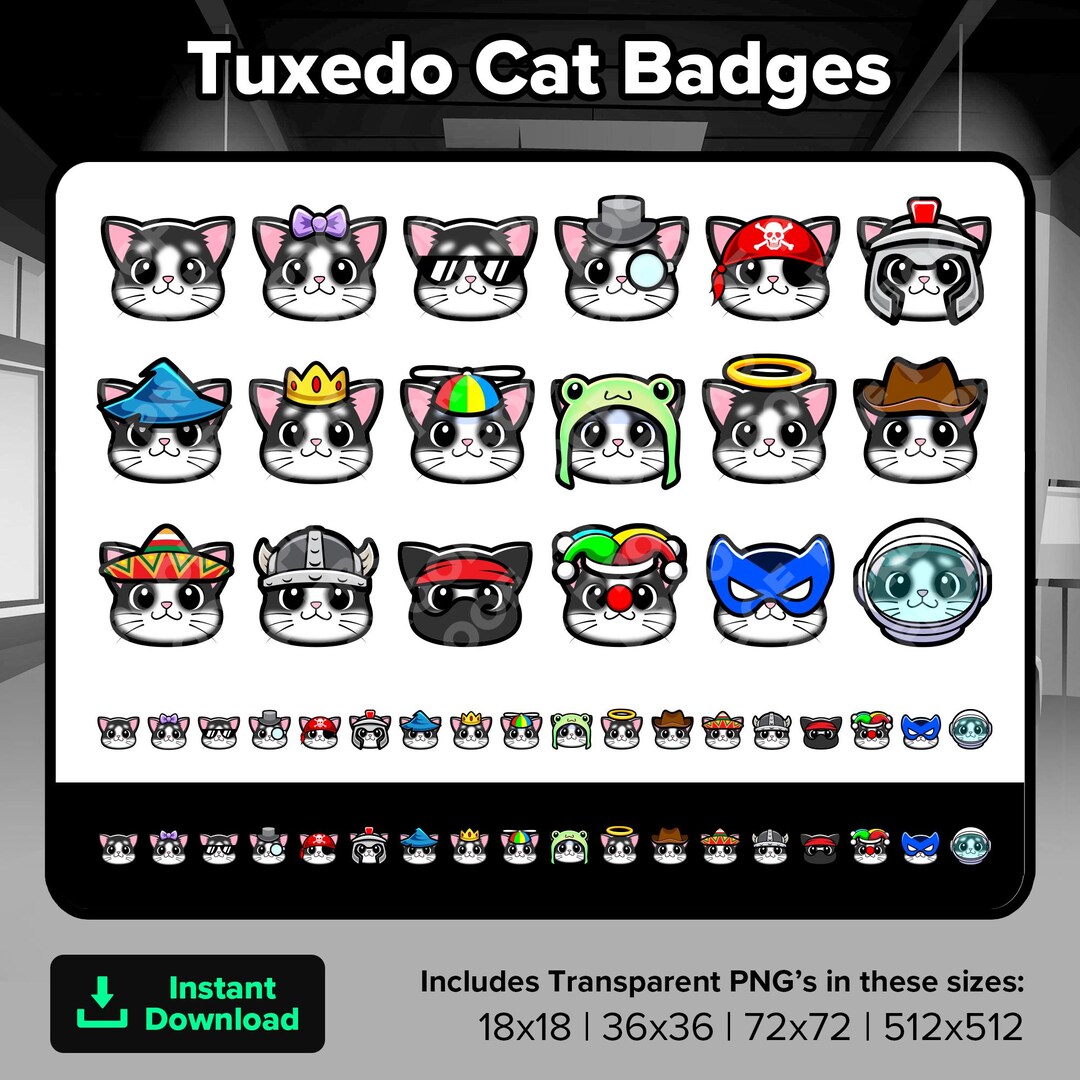 Tuxedo Cat Twitch Badges Bit Badges Channel Points Discord Badges ...