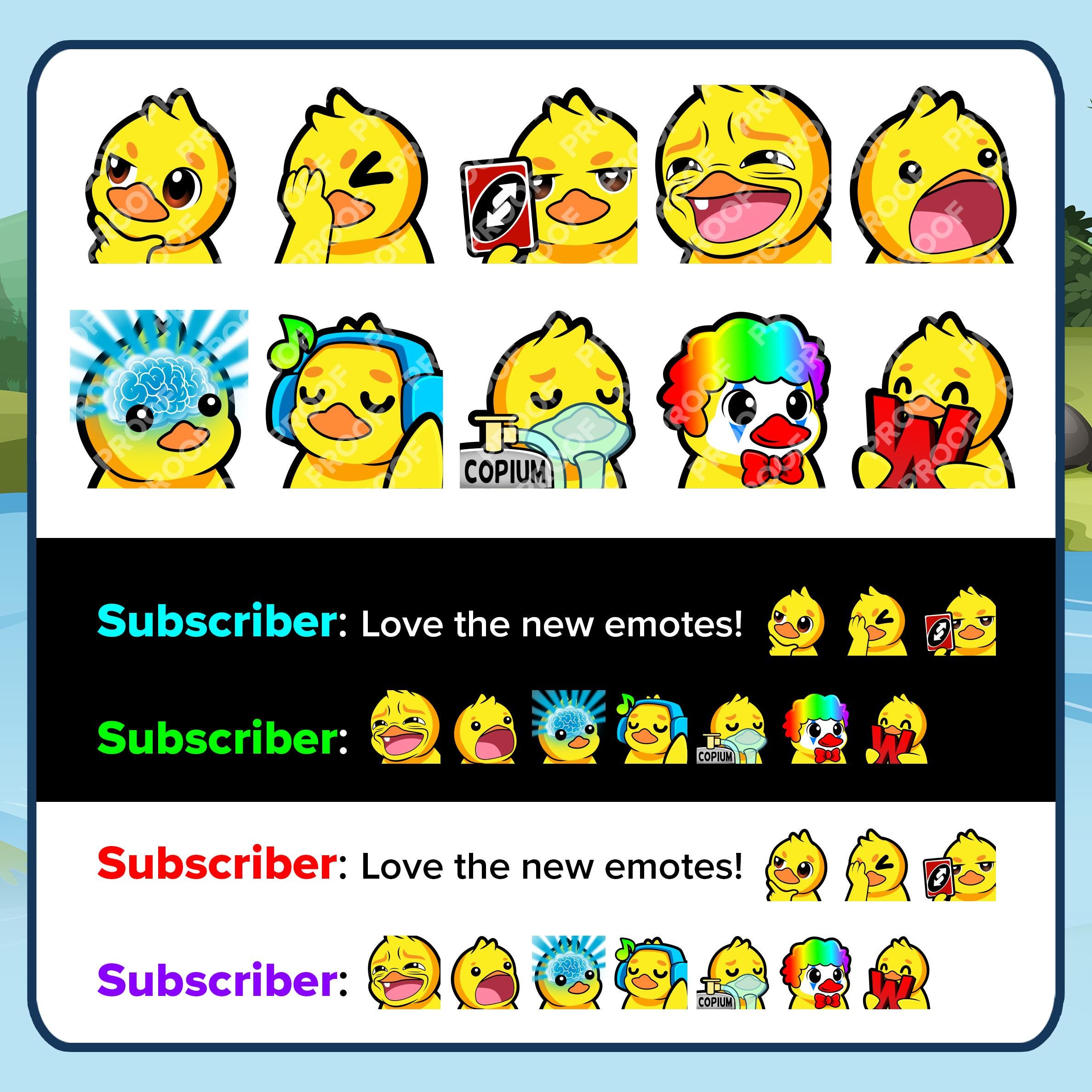 Yellow Duck Twitch Emotes Facepalm Thinking No U KEKW Gasp Big Brain ...