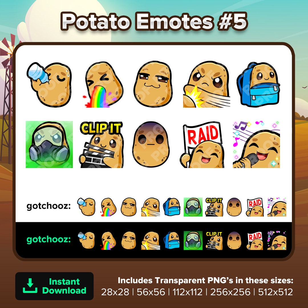 Potato Twitch Emotes Drinking Water Puke Smug Smack Carried Toxic Clip ...