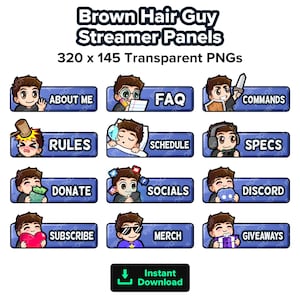 Brown Hair Guy Twitch Panels for Streaming, Youtube Panels, Kick Panels ...