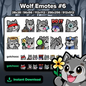 Wolf Twitch Emotes Blind Business Tongue Do It SUS Pray Flower Sniper L ...