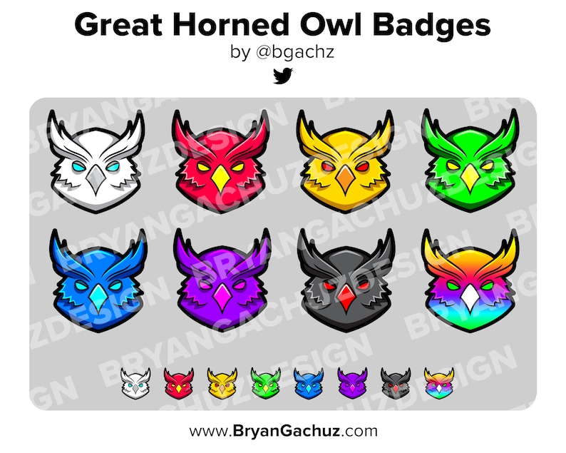 Great Horned Owl Twitch Badges Bit Badges Channel Points - Etsy