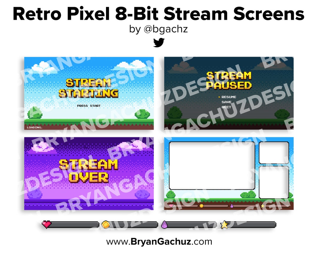 Retro Pixel 8-bit Stream Screens for Twitch (animated) - Etsy