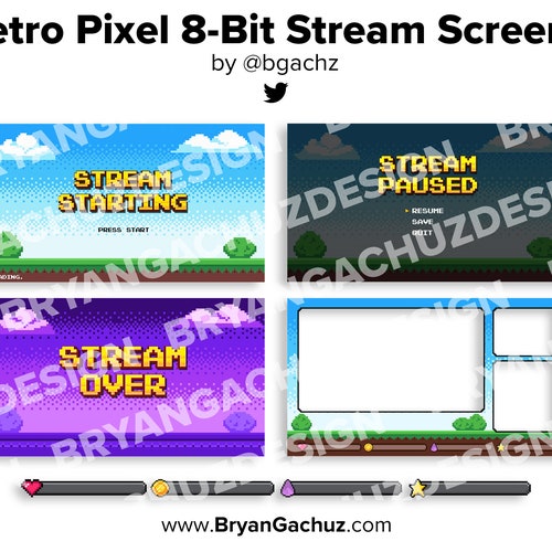 Retro Pixel 8-bit Stream Screens for Twitch animated - Etsy