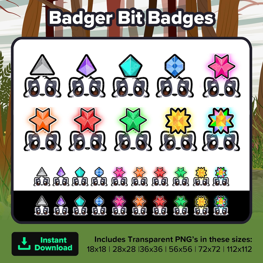 Badger Bit Badges | Twitch Bits Badges | Bits | Cute Badgers | Badger ...