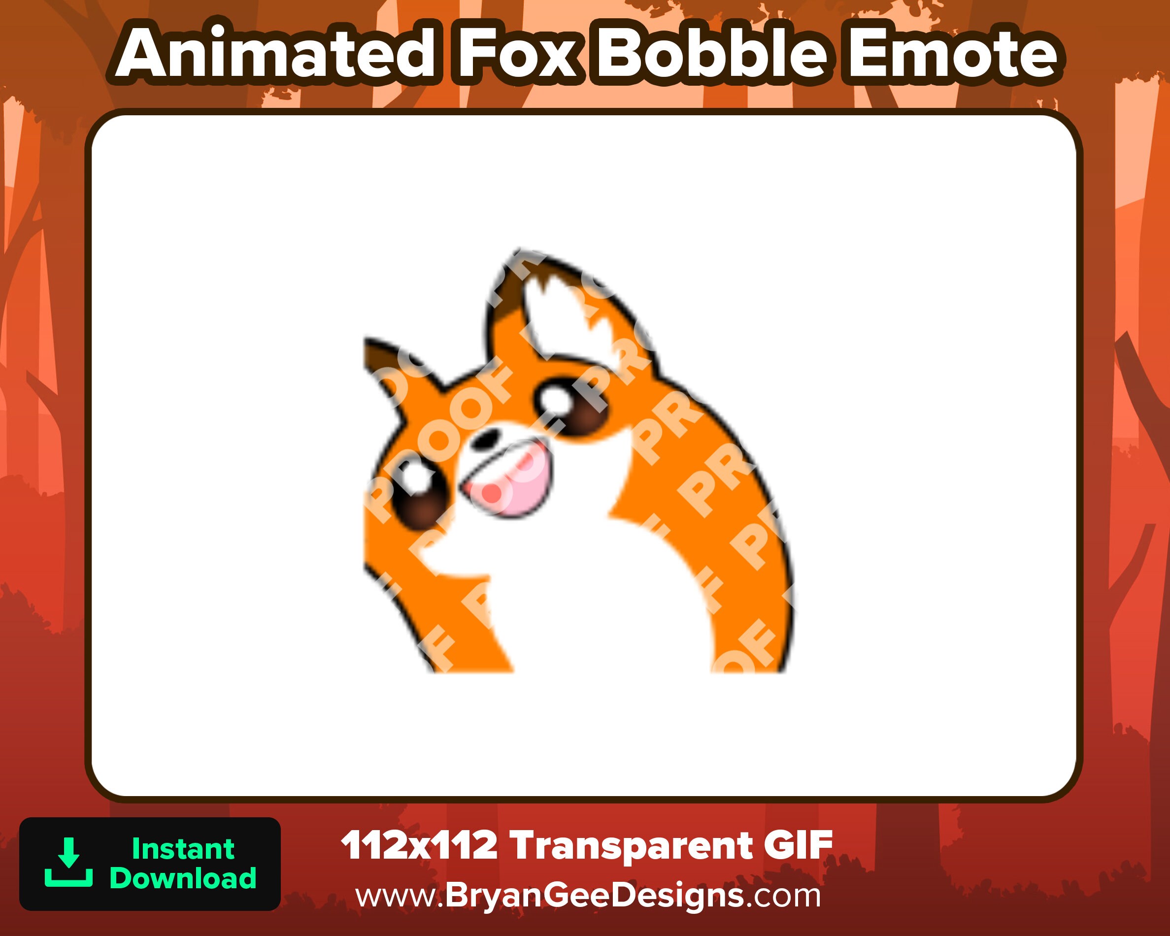 Animated Fox Bobble Emote for Twitch or Discord - Etsy UK