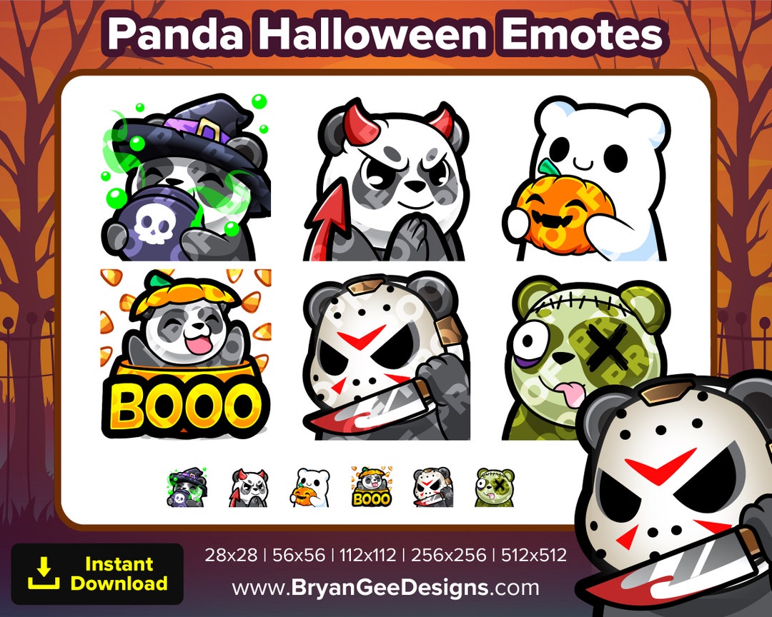 Panda Spooky Sip Devil Ghost Pumpkin Boo Jason Knife Zombie Derp ...
