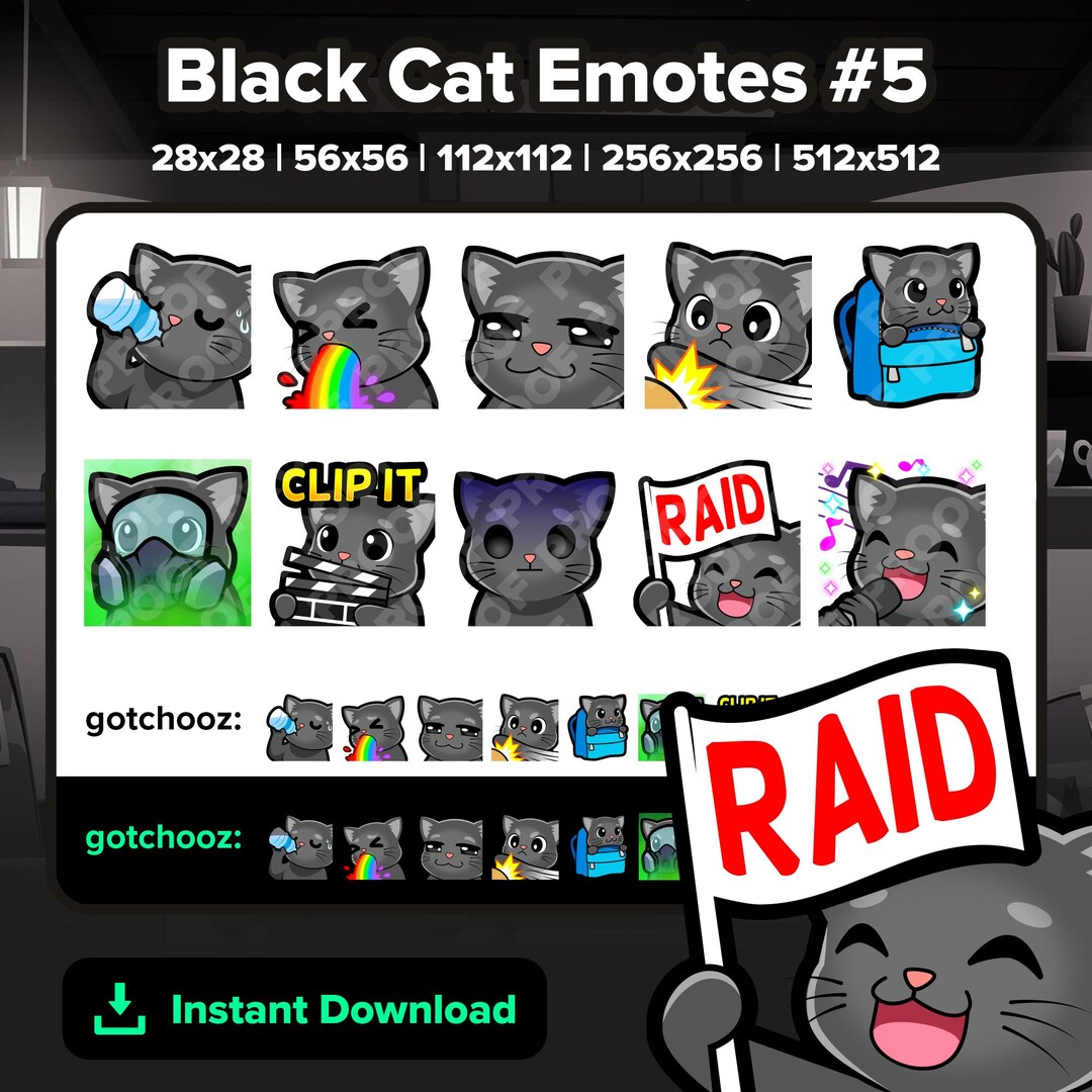 Black Cat Twitch Emotes Drinking Water Puke Smug Smack Carried Toxic ...