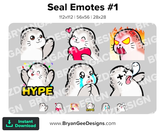 Seal Sea Lion Twitch Emotes pour Streaming Wave Love Rage HYPE - Etsy ...