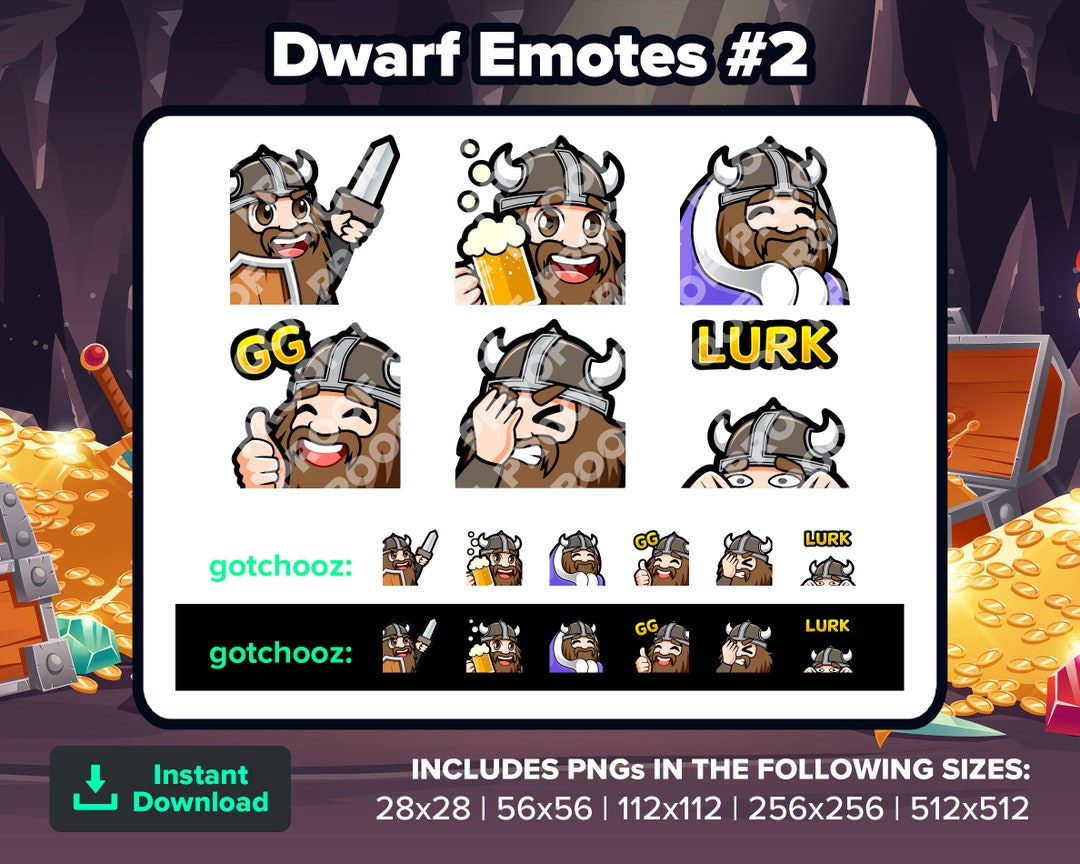 Dwarf Twitch Emotes Sword Cheers Cozy GG Facepalm Lurk for Streaming ...