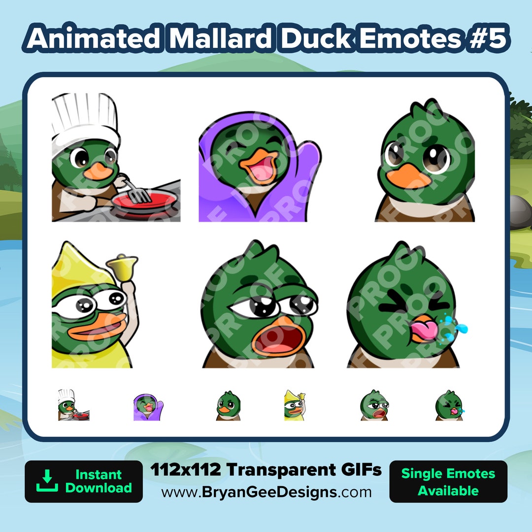 Animated Mallard Duck Twitch Emotes Let Them Cook, Blankie, Salute ...