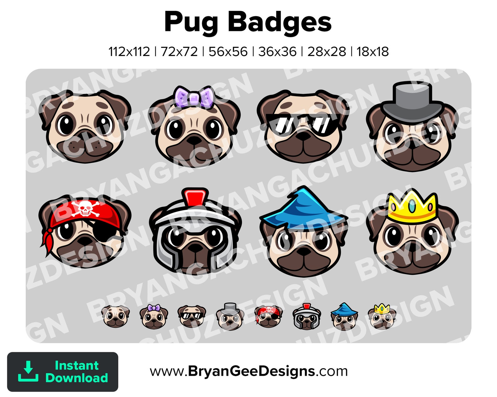 Pug Twitch Badges Bit Badges Channel Points Discord Badges Youtube ...