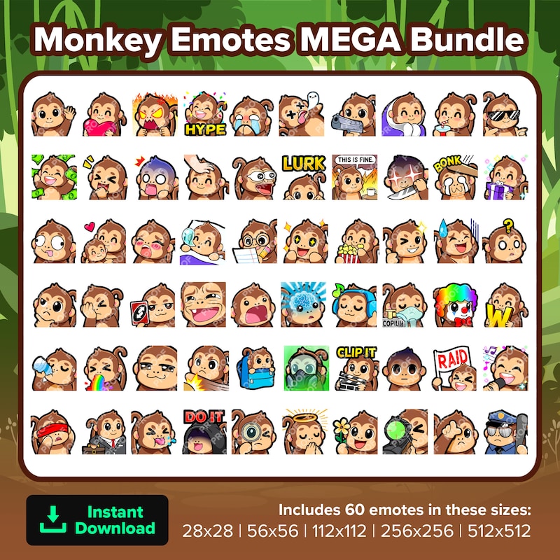 Monkey Emotes Etsy