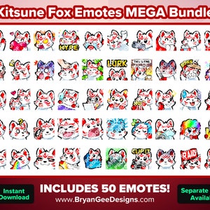 Kitsune Fox Twitch Emotes MEGA Bundle for Streaming, Youtube Emotes ...
