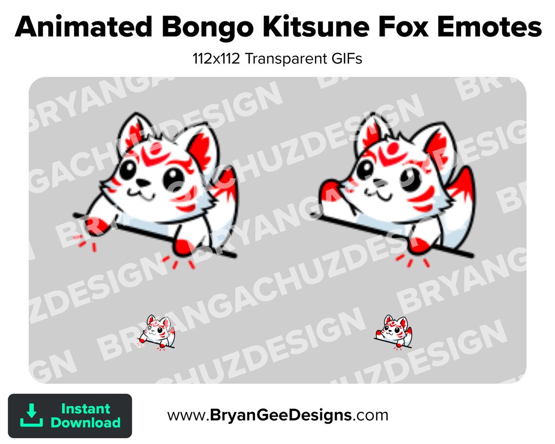 Animated Bongo Kitsune Fox Emotes for Twitch or Discord - Etsy