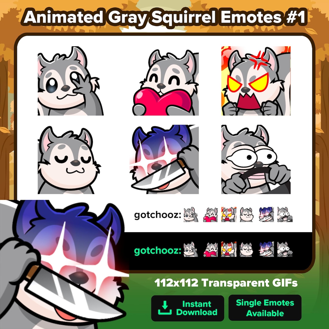Animated Gray Squirrel Emotes Pack #1 | Cute Animated GIF Emotes for ...