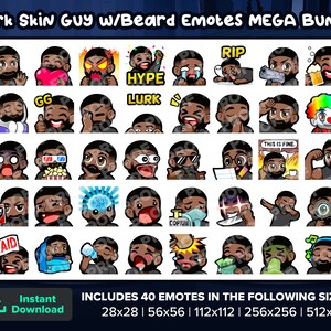Dark Skin Guy With Beard Twitch Emotes MEGA Bundle for Streaming ...