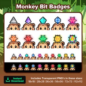 Monkey Bit Badges | Twitch Bits Badges | Bits | Cute Monkey | Monkey ...
