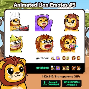Animated Lion Twitch Emotes Let Them Cook Blankie Salute Dinkdonk Bell ...