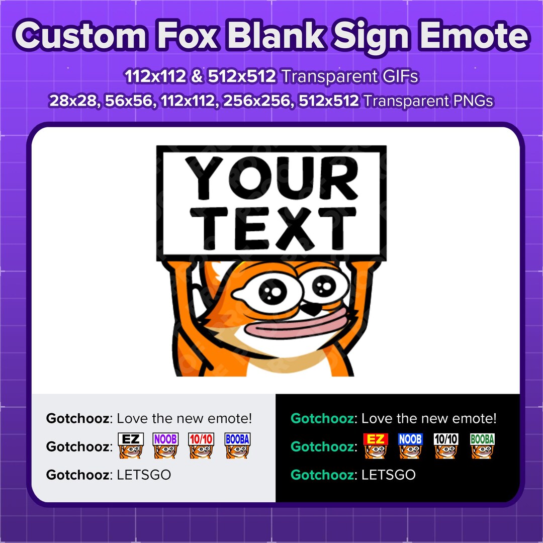 Custom Animated Pepe Fox Sign Emote for Twitch, Discord, Kick, Rumble ...