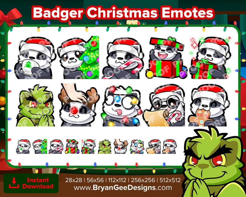 Badger Christmas Twitch Emotes for Streaming Youtube Emotes Discord ...