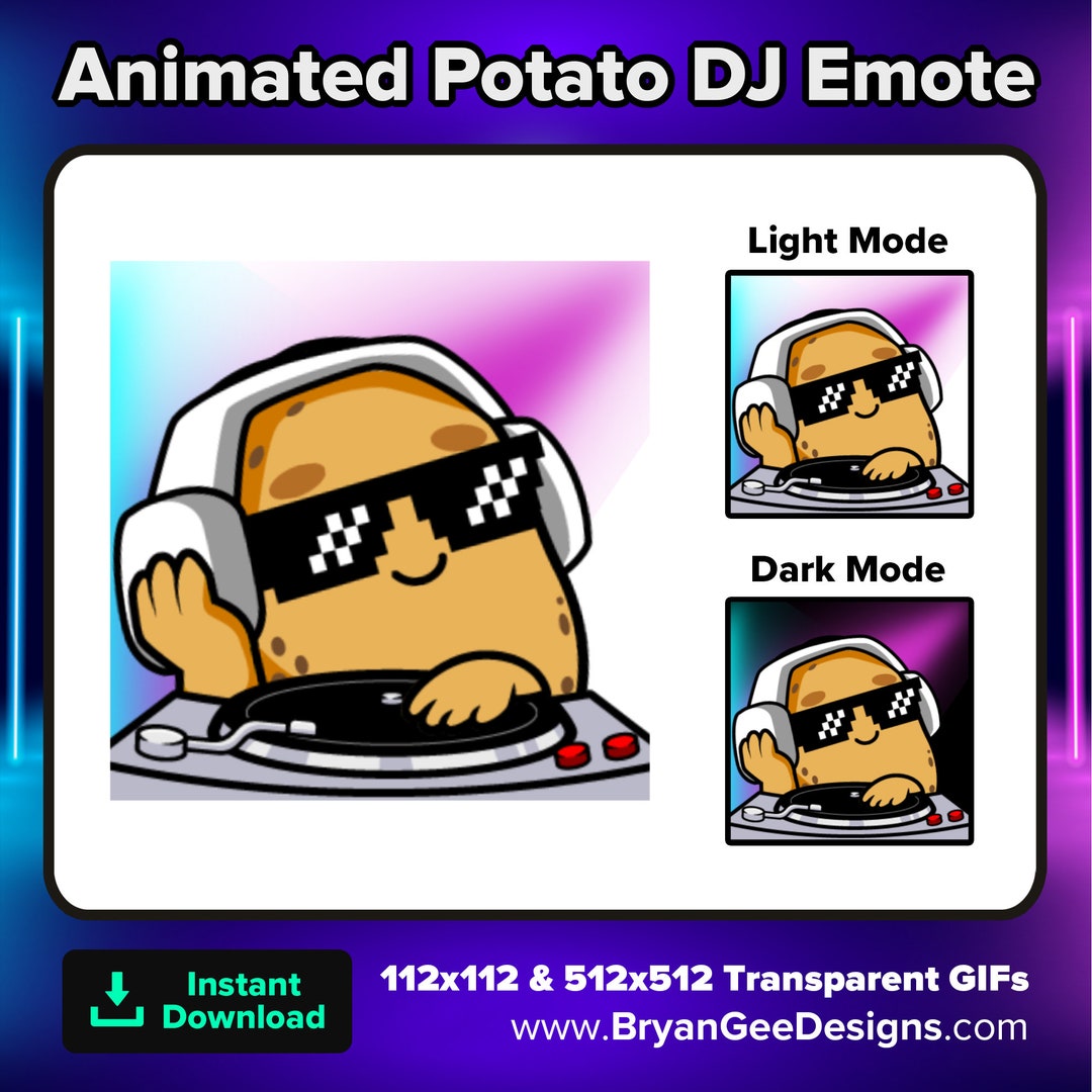 Animated Potato DJ Emote for Twitch, Discord, Kick, Rumble for ...