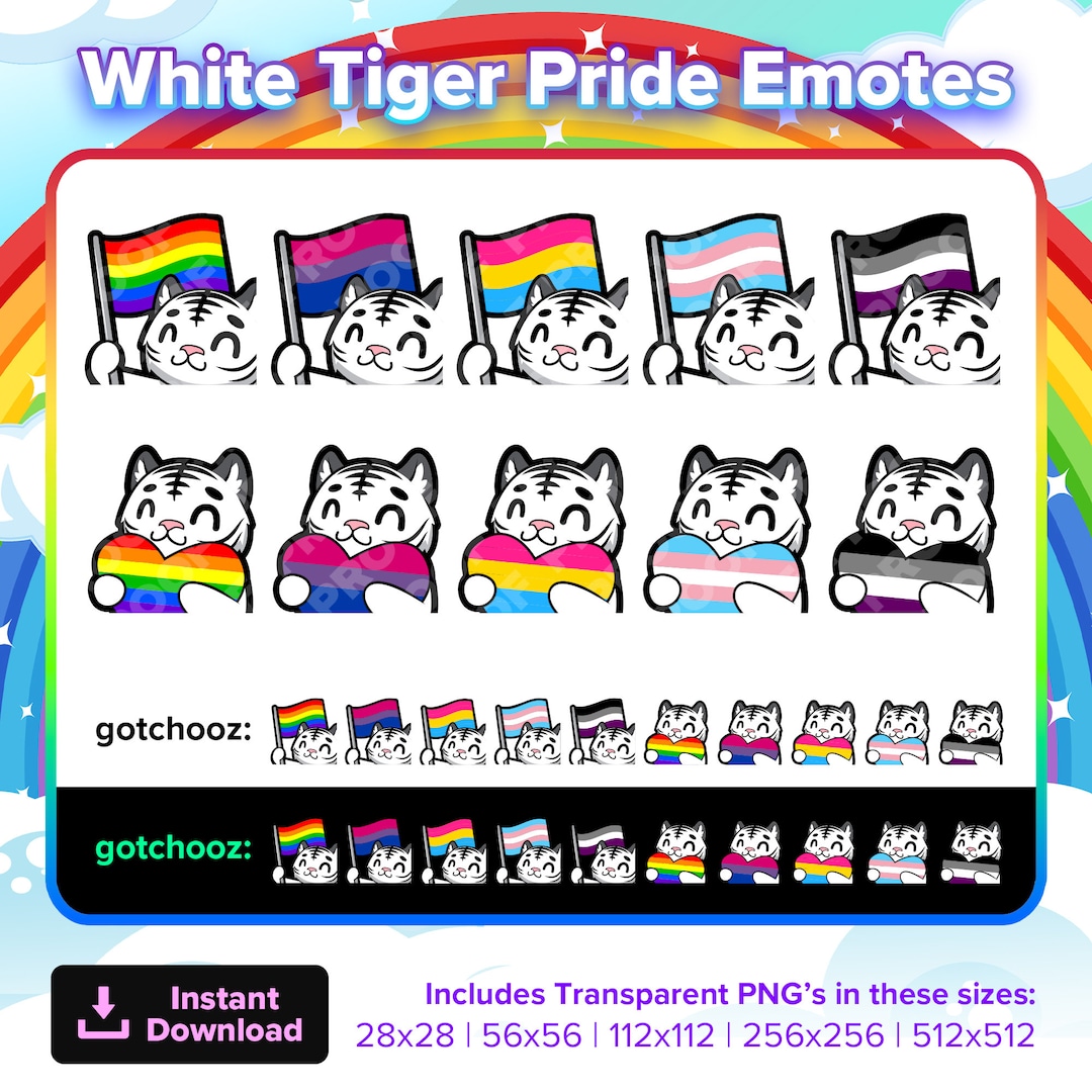White Tiger Pride Twitch Emotes, Youtube Emotes, Discord Emotes, Kick ...