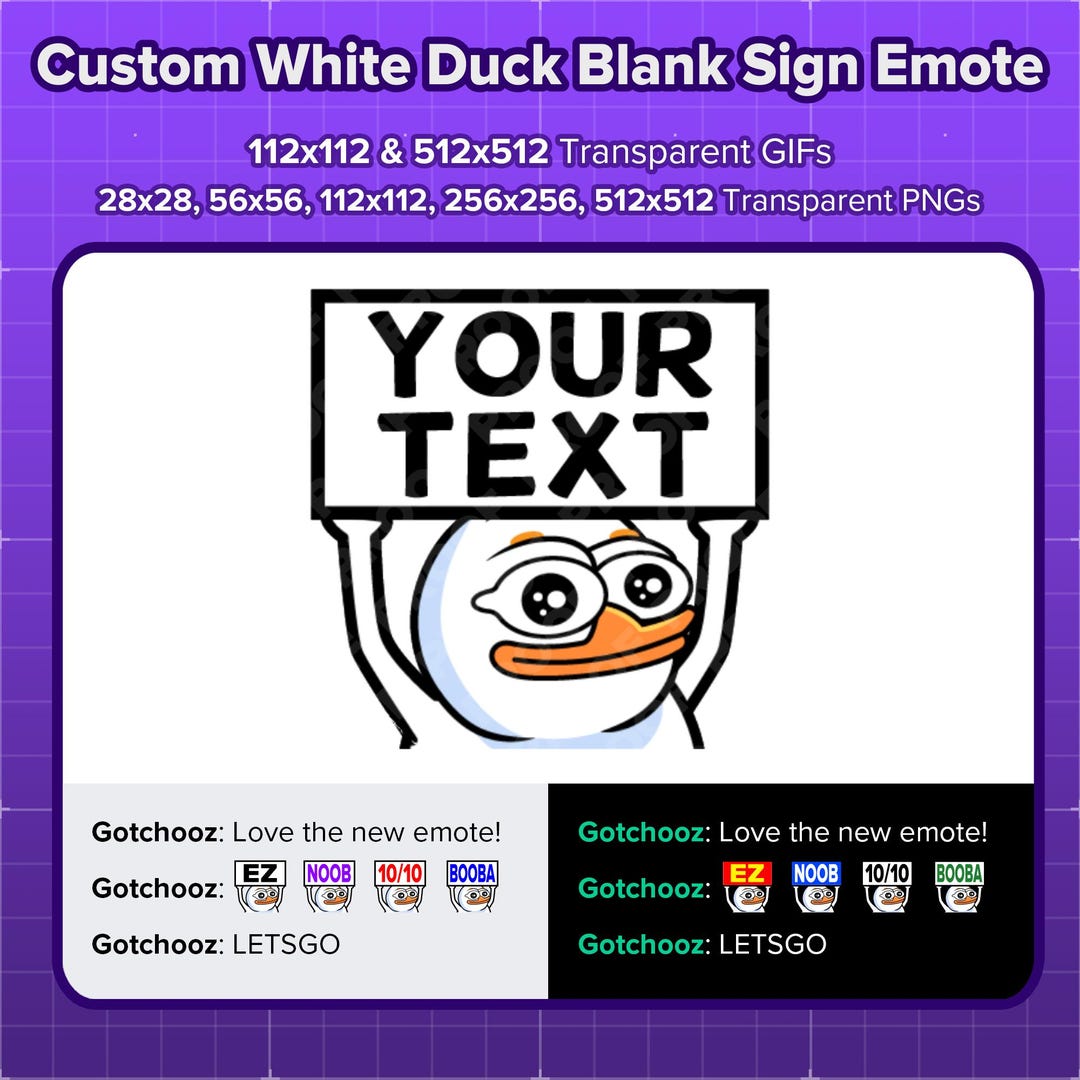 Custom Animated Pepe White Duck Sign Emote for Twitch, Discord, Kick ...