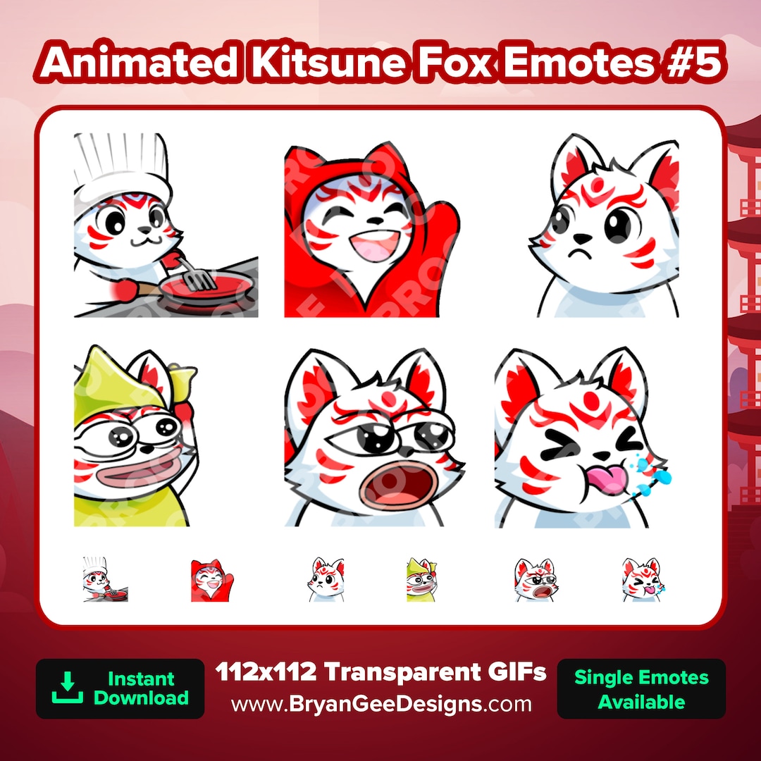 Animated Kitsune Fox Twitch Emotes Let Them Cook, Blankie, Salute ...
