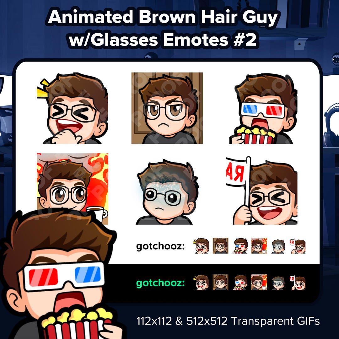 Animated Brown Hair Guy Emotes Pack #2 | Cute Animated GIF Emotes for ...