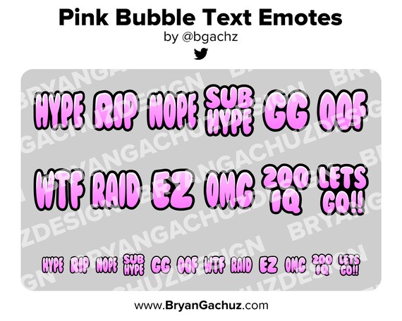 Pink Bubble Text Emotes for Twitch Discord or Youtube - Etsy