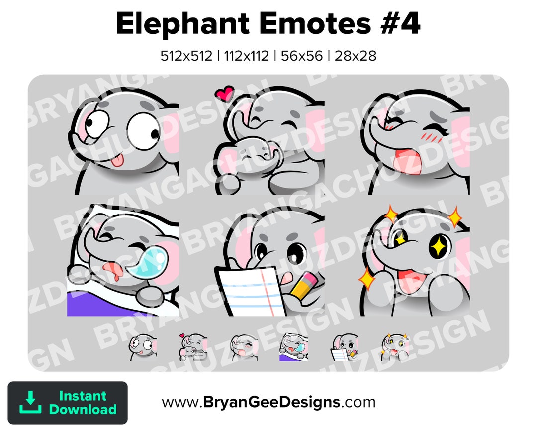 Elephant Twitch Emotes Derp Hug Gasm Sleep Notes Study Wow Youtube ...