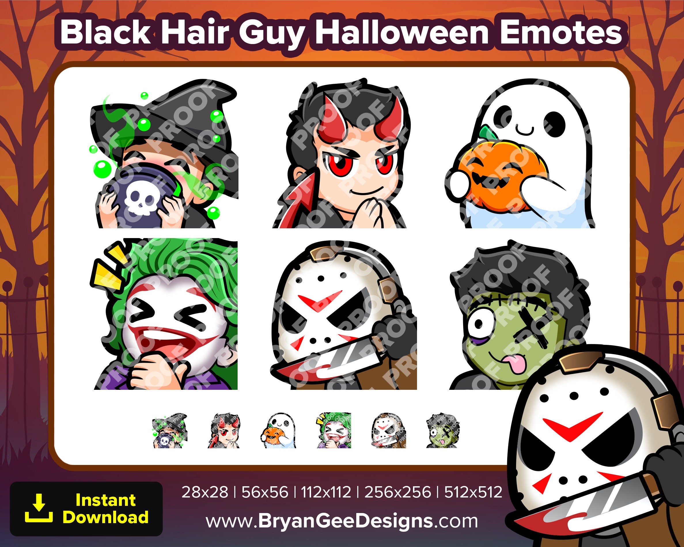 Black Hair Guy Twitch Emotes Wizard Sip Devil Ghost Joker LUL - Etsy Canada