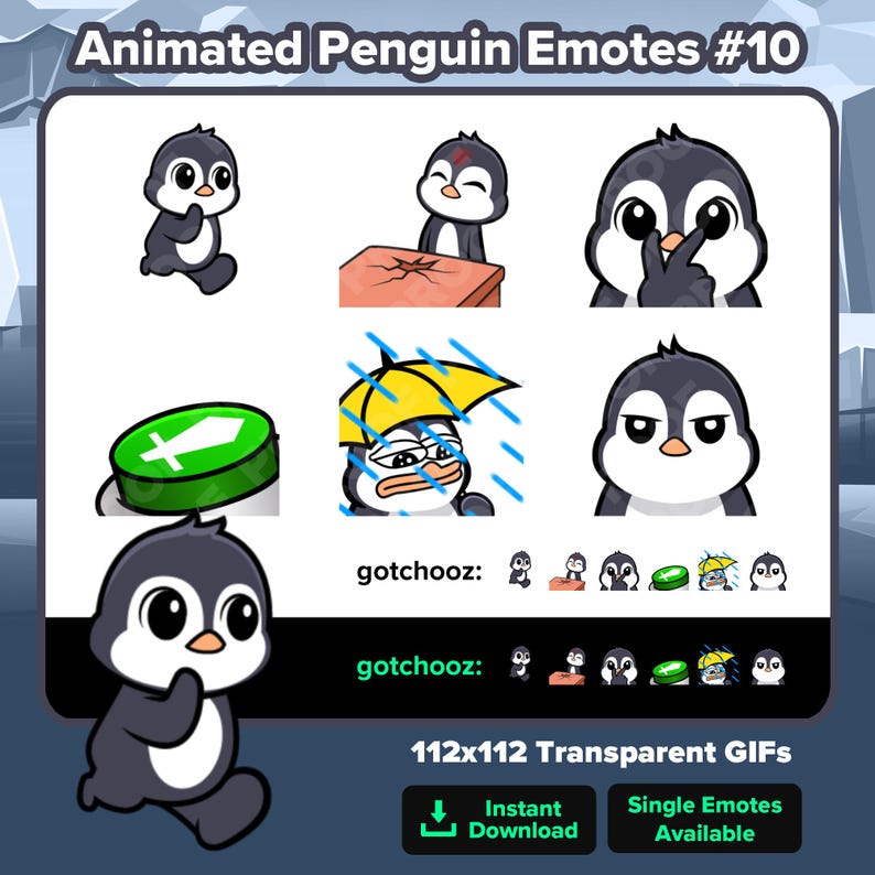 Animated Penguin Emotes Pack #10 | Cute Animated GIF Emotes for Twitch ...