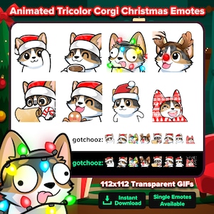 Animated Tricolor Corgi Christmas Twitch Emotes Wave, Sip, Derp, Pat ...