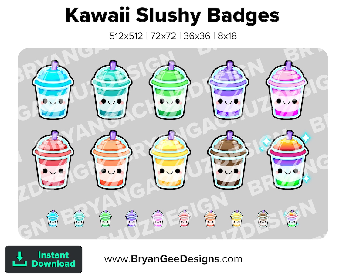 Kawaii Slushy Slushie Twitch Badges Bit Badges Channel Points - Etsy