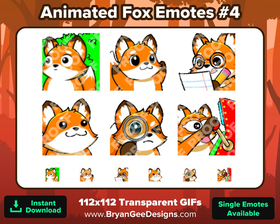 Animated Fox Emotes Pack #4 | Cute Animated GIF Emotes for Twitch ...