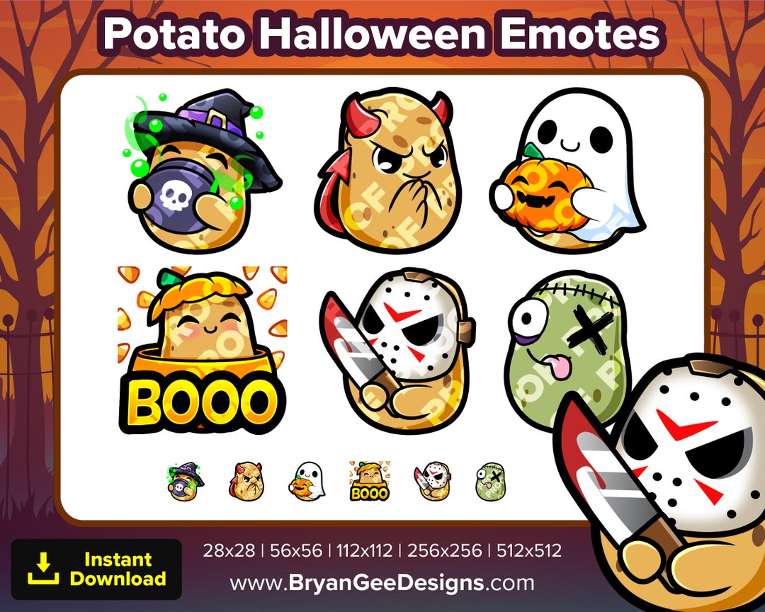 Potato Halloween Twitch Emotes Spooky Sip Devil Ghost Pumpkin Boo Jason ...