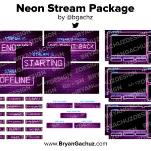 Neon Stream Package for Twitch | 4 Static Scenes, 7 Overlays, 5 Alerts ...