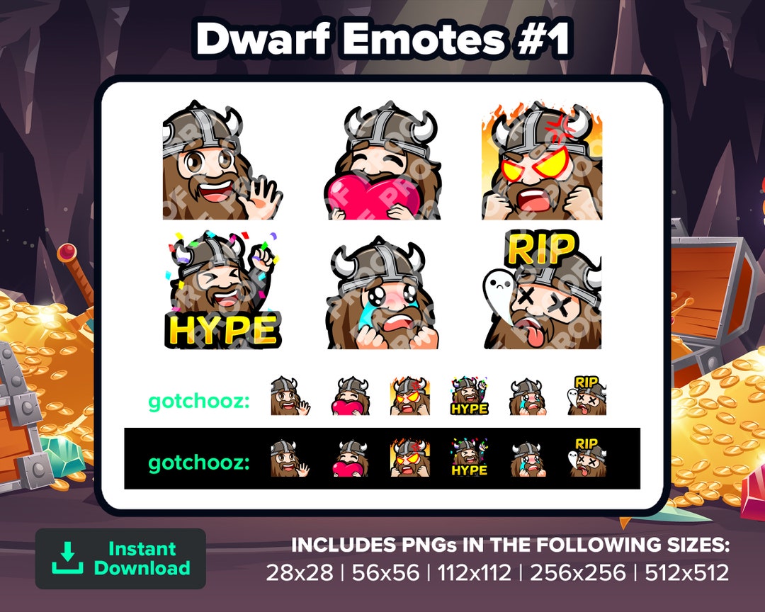 Dwarf Twitch Emotes Wave Love Heart Rage Angry HYPE Sad Cry RIP for ...