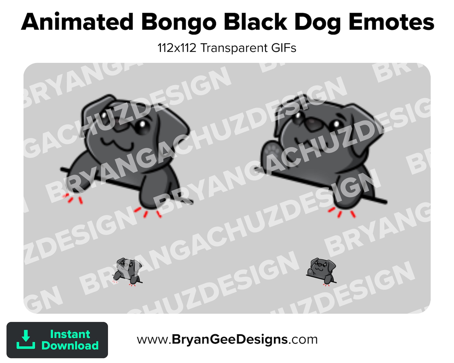 Animated Black Dog Bongo Emotes for Twitch or Discord - Etsy