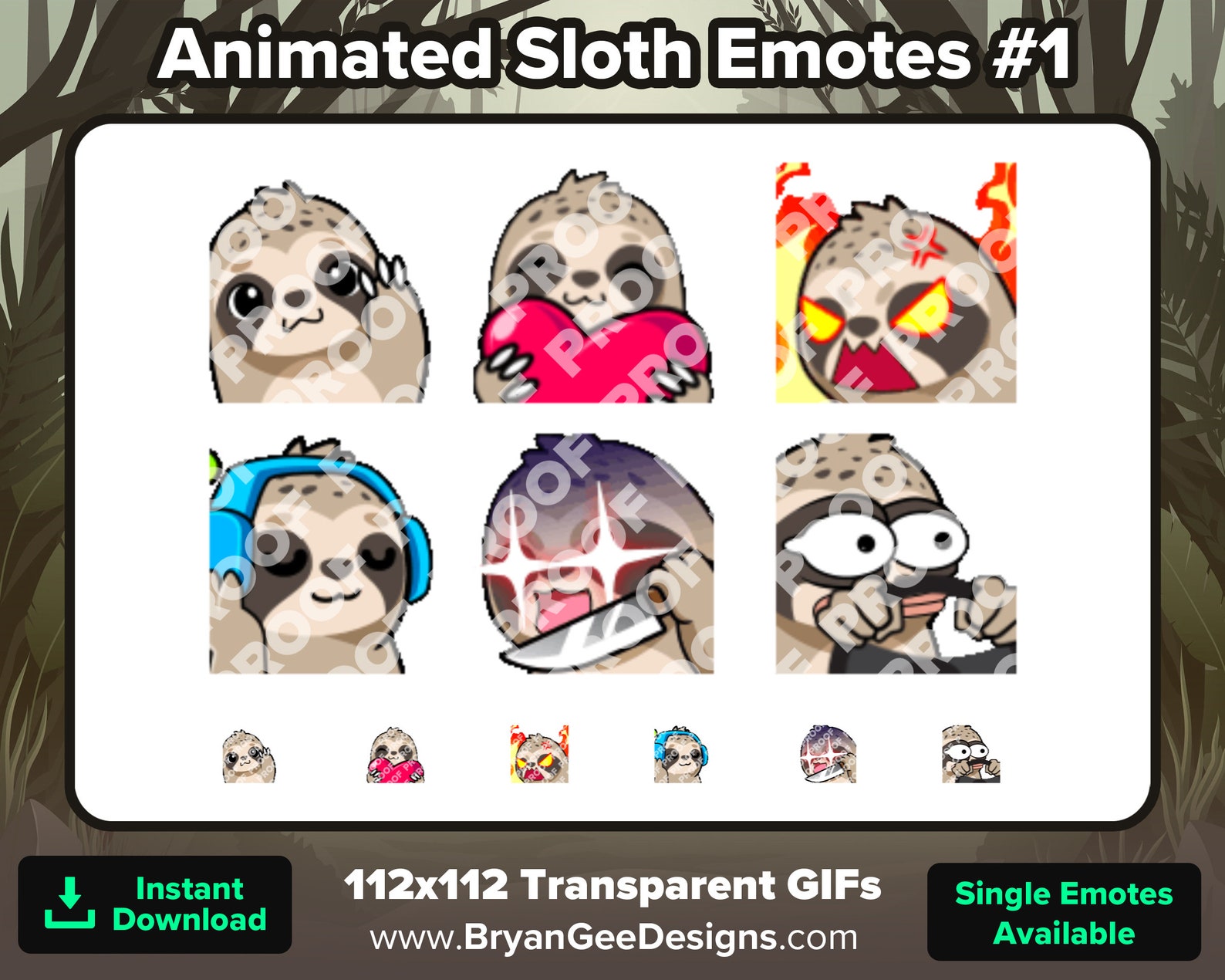 Animated Sloth Emotes Pack #1 | Cute Animated GIF Emotes for Twitch ...