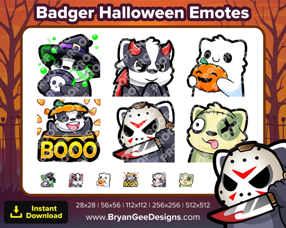Badger Halloween Twitch Emotes Spooky Sip Devil Ghost Pumpkin Boo Jason ...