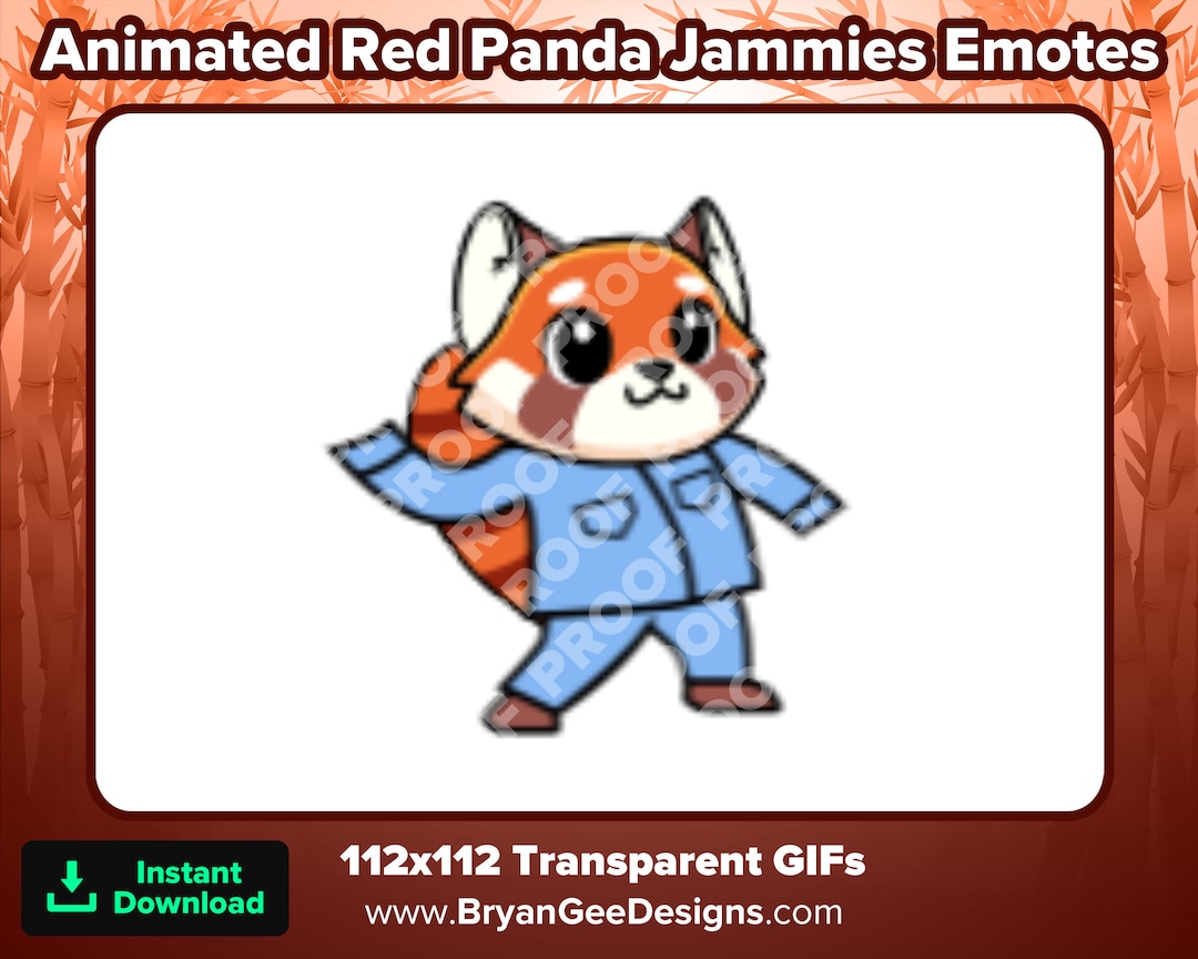 Animated Red Panda Jammies Dancing Emote for Twitch, Animated Emote ...