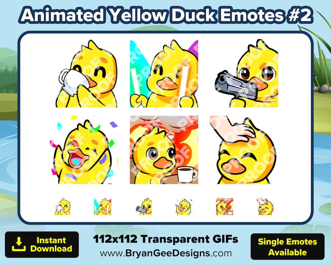 Animated Yellow Duck Twitch Emotes Sip Rave Dance Gun Hype Party This ...